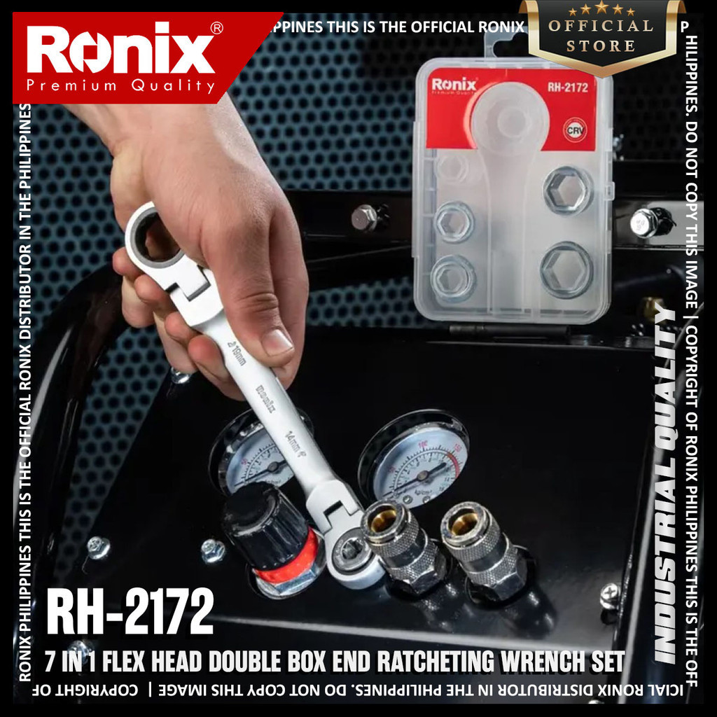Ronix RH-2172 Flex-Head Double Box-End Ratcheting Wrench Set: Reach ...