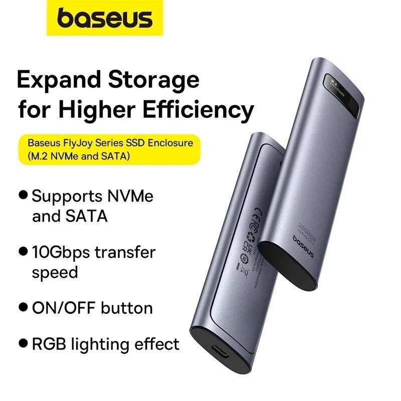 Baseus M2 SSD Case Nvme Sata Dual Protocol M.2 to USB Type C 3.2 Gen 2 ...