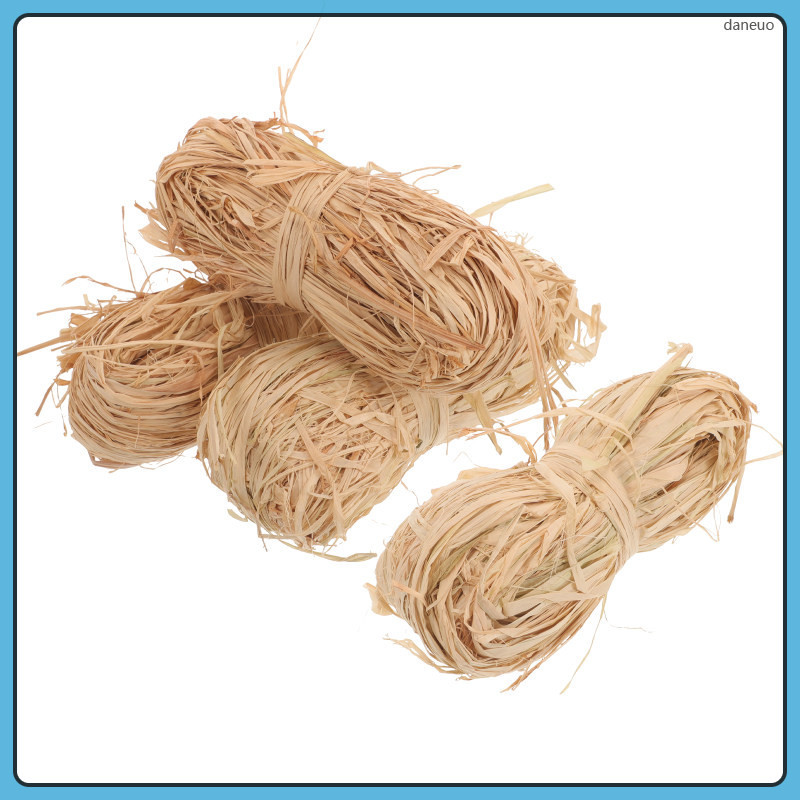4 Bundles Raffia Rope Ribbon for Flower Bouquet Natural to Weave Hamper ...