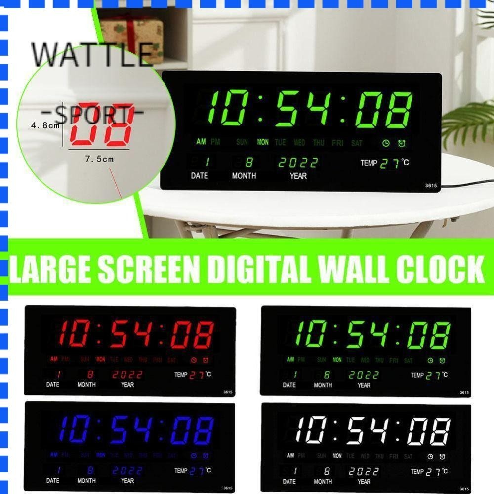 WATTLE Electronic Wall Clock, Wall-mounted UK Plug Digital LED Clocks ...