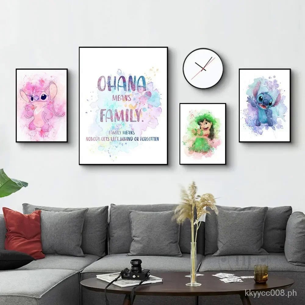 Lilo And Stitch Watercolor Prints Canvas Painting Posters Ohana Means ...