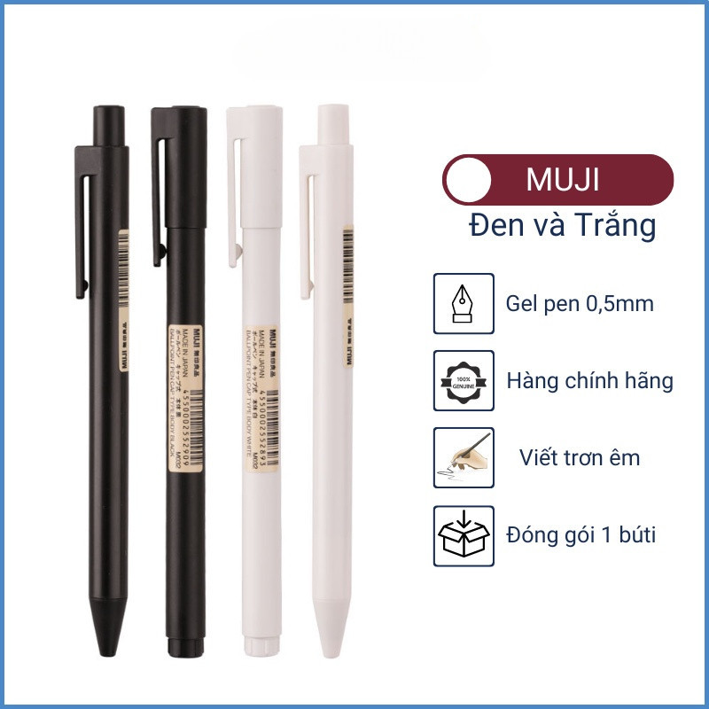 Classic MUJI Gel Pen 2 Color Pure Black and White (authentic ...