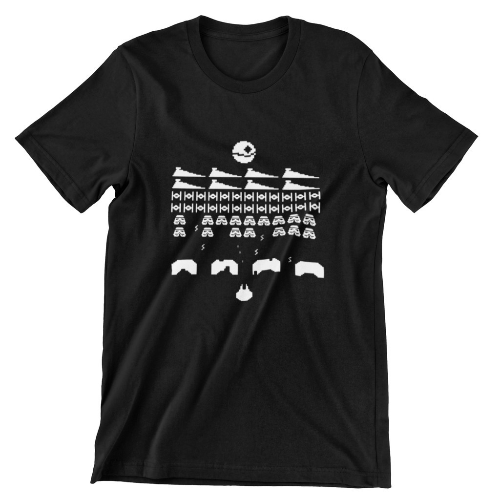 Star Wars T Shirt Space Invaders Falcon Stormtroopers Star Destroyer ...