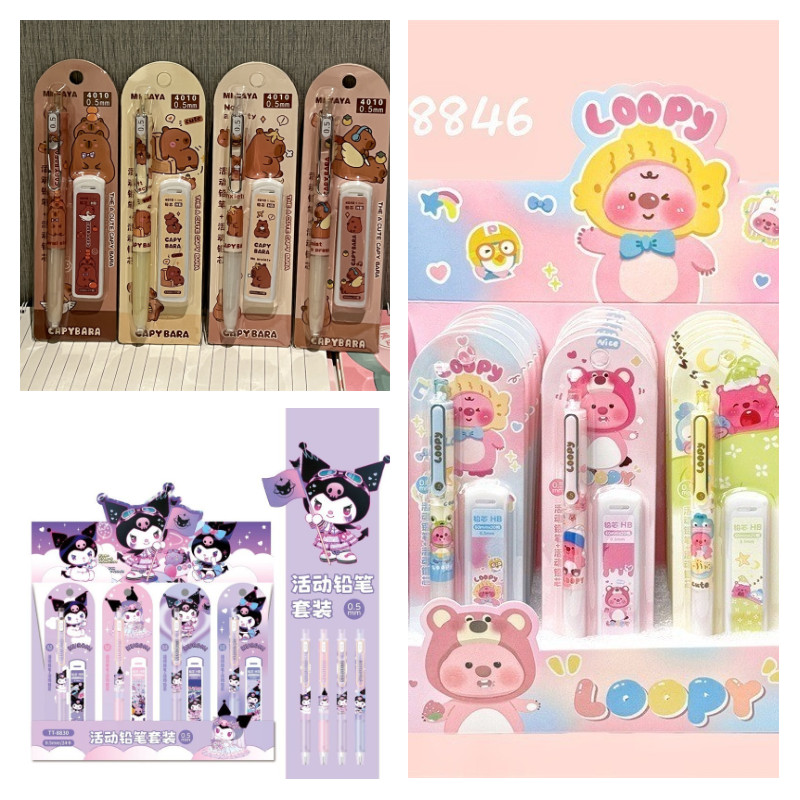 Sanrio Mechanical Pencil Lead Set Kawaii Anime Kuromi Loopy Kapibara ...