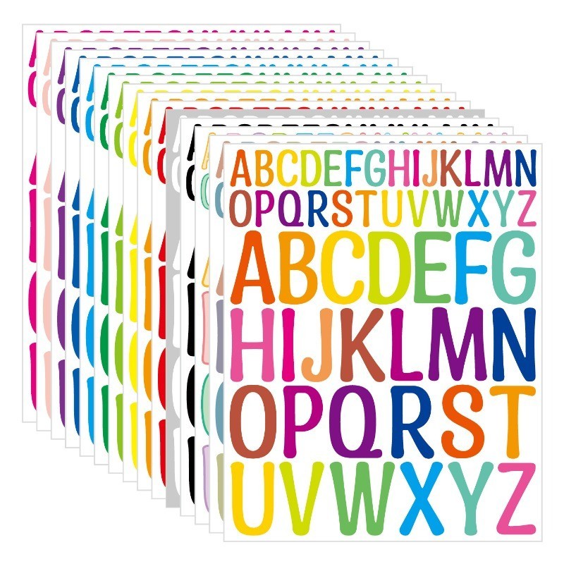 Letter Stickers 12 Sheets Self Adhesive Vinyl Stick on Letters Capital ...
