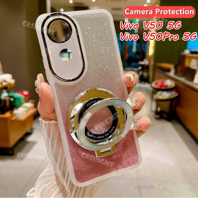 Vivo V50 V50Pro 5G 2025 Bling Magnetic Suction Bracket Soft Casing For ...