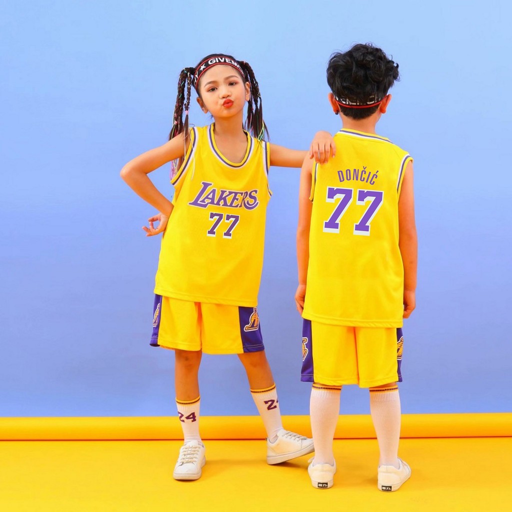 Los Angeles Lakers Jersey for Kids No.77 Doncic Summer Youth Boys Girls ...