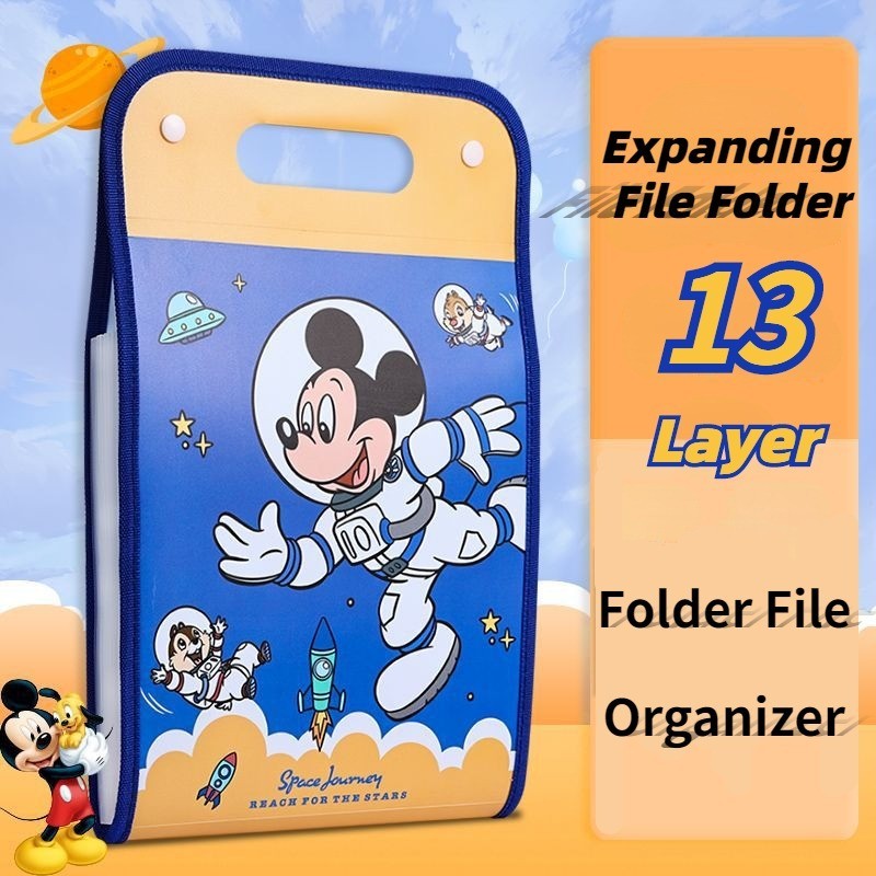 13pockets A4 Expanding File Folder Expandable Envelope Document Organizer Folder Mickey Disney