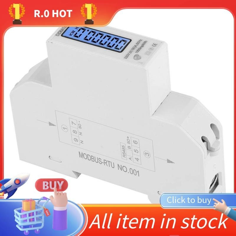 5-100A 220V Energy Meter Single Phase RS485 MODBUS Protocol LCD Backlit ...