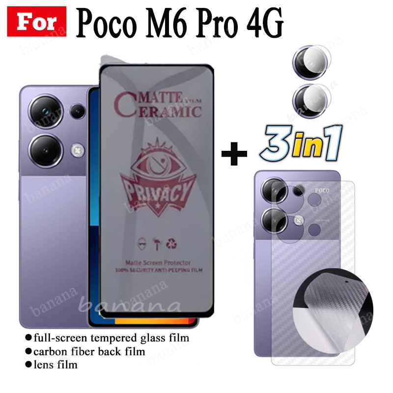 3 IN 1 Poco M6 Pro 4G Anti-Spy Privacy Ceramic film Screen Protector ...