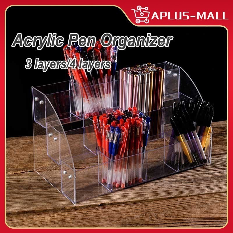 3/4 Layers Clear Acrylic Pen Organizer Office Home Desktop Organizer ...