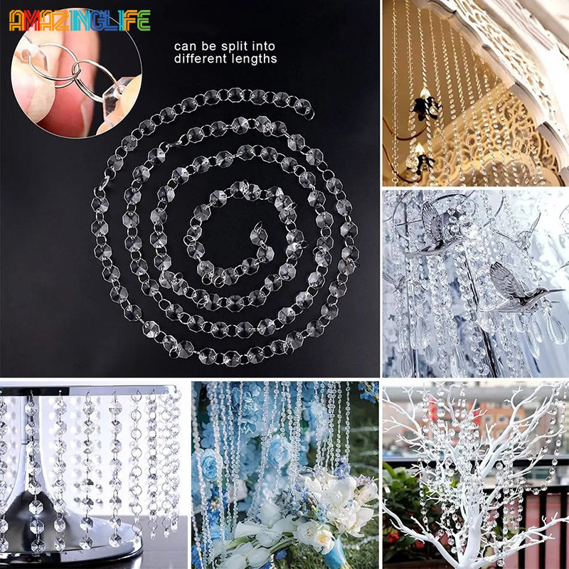 [Top Selection] 1M Transparent Crystal Glass Bead Chain Curtain / DIY ...