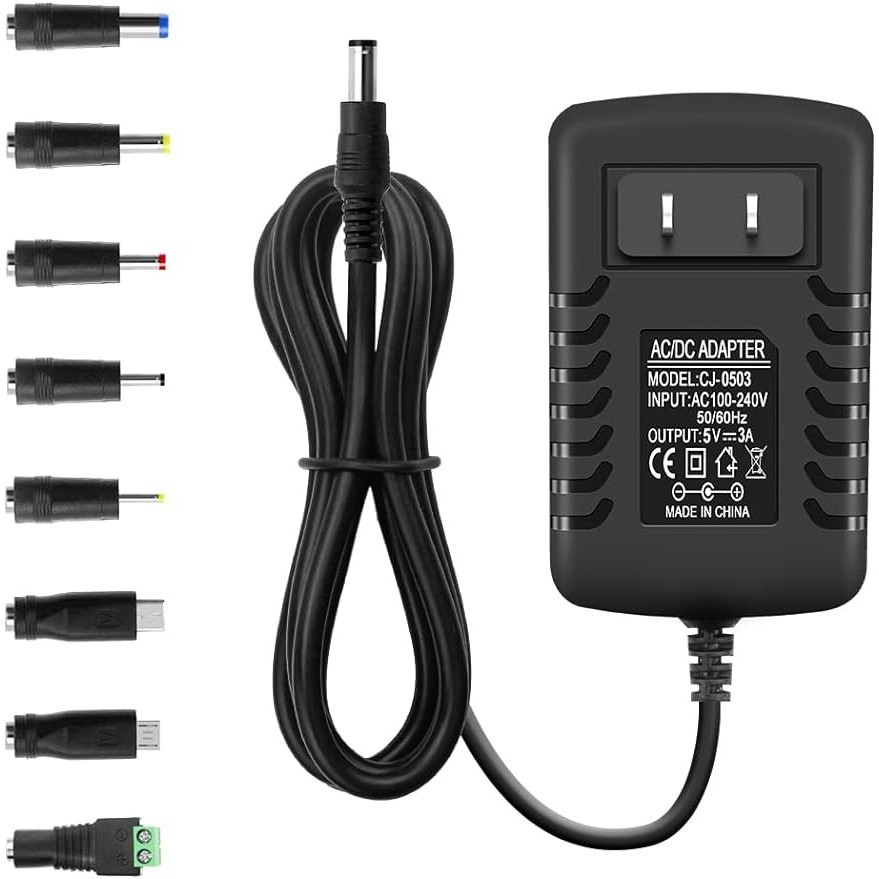 5V 3A Power Supply Adapter 15W AC/DC 5V Power Cord AC100-240V to DC 5 Volt Power Supply 3Amp 2A ...