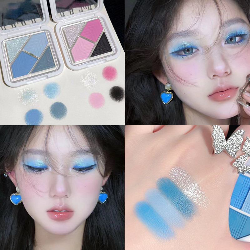 Four-color Splicing Eye Shadow Palette Hot Girl Pink Summer Blue Green ...