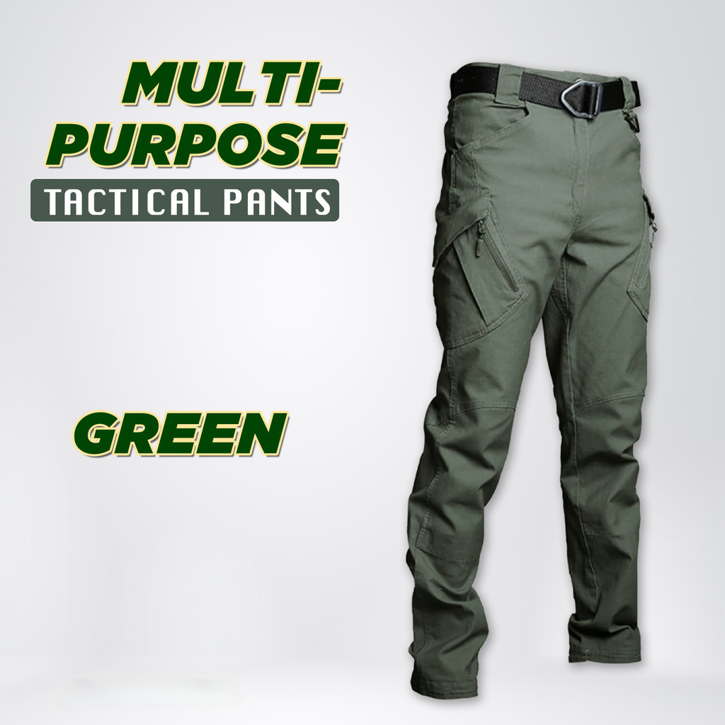 Men Tactical Pants IX9 Military Solid Color Combat Trousers Pocket ...