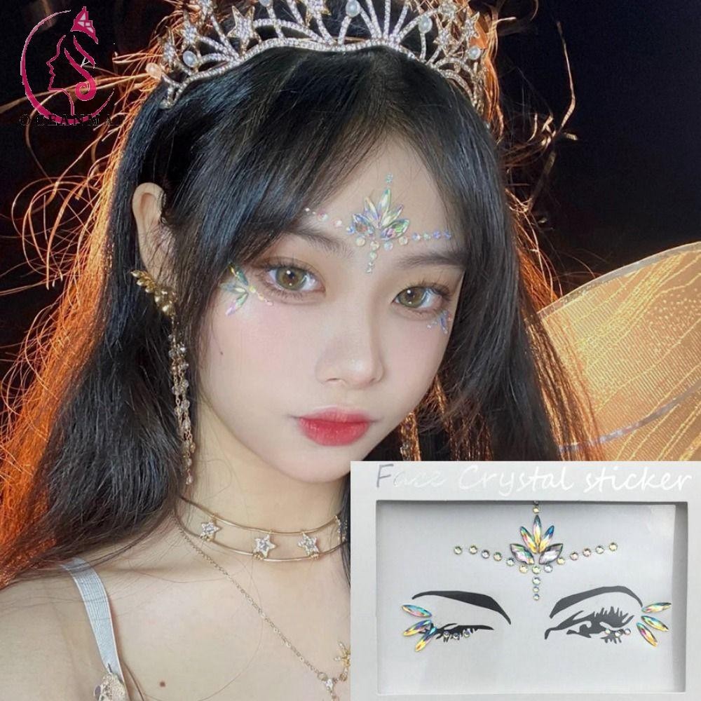 OCEANMAP 3D Face Tattoo Crystal Sticker, Fake Tattoo Disposable Gems ...