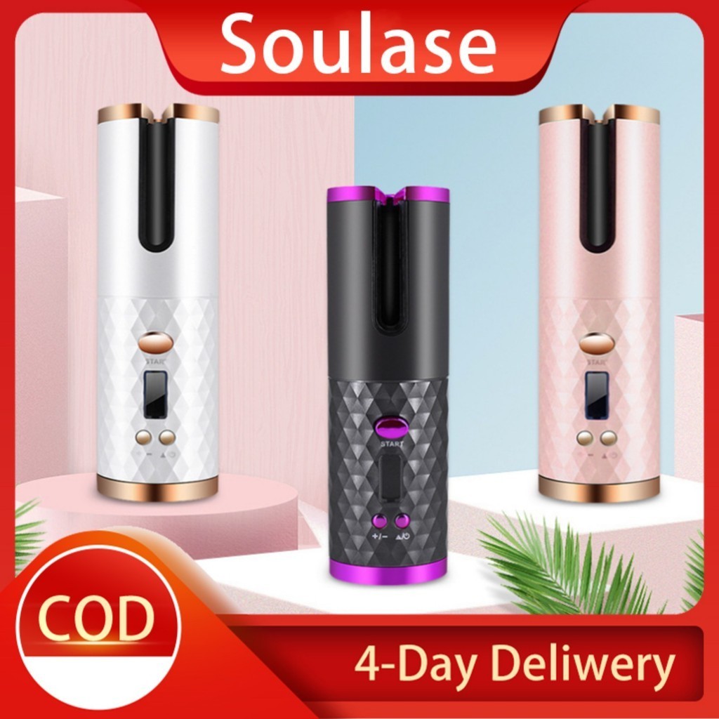 SOULASE curling machine Portable Wireless Automatic Hair Curler USB ...