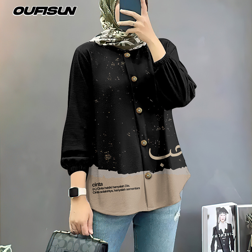 Hot sale Baju Muslimah Blouse Style Loose Women Shirt Baju Muslim Long ...