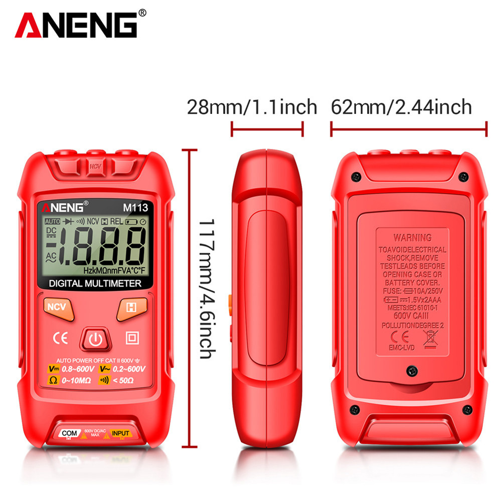 ANENG M113 Digital Multimeter Tester with NCV Data Hold 1999 Counts ...