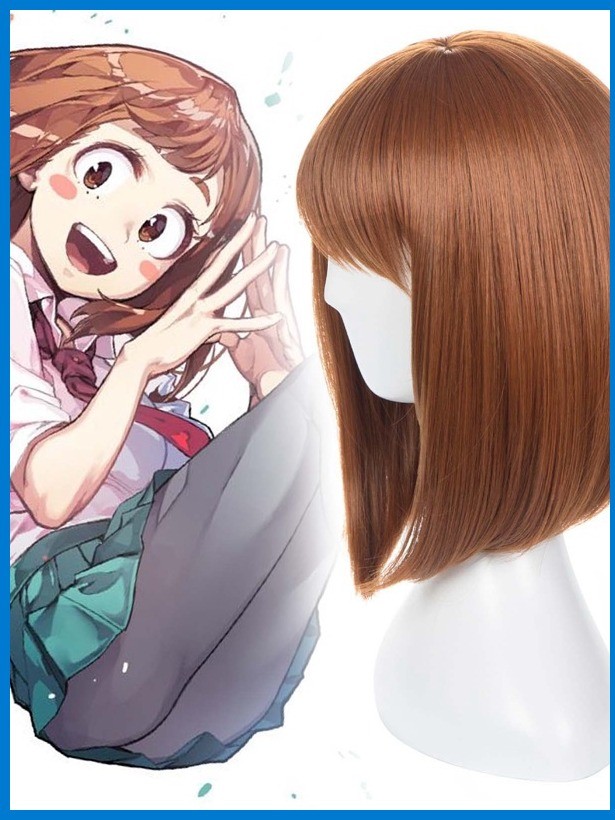 Hequ New My Hero Academia Ochako Uraraka Short Wig Cosplay Costume with ...