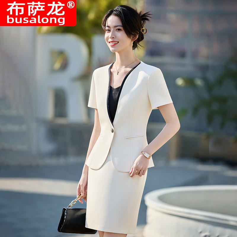 Professional Short Sleeve Hotel Receptionist Work Uniform Women's Skirt ...