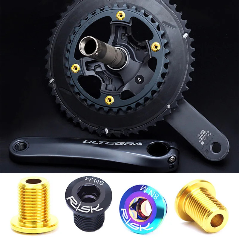 RISK 4pcs M8x10mm Titanium Road Bike Gear Fixing Bolts Chainwheel ...
