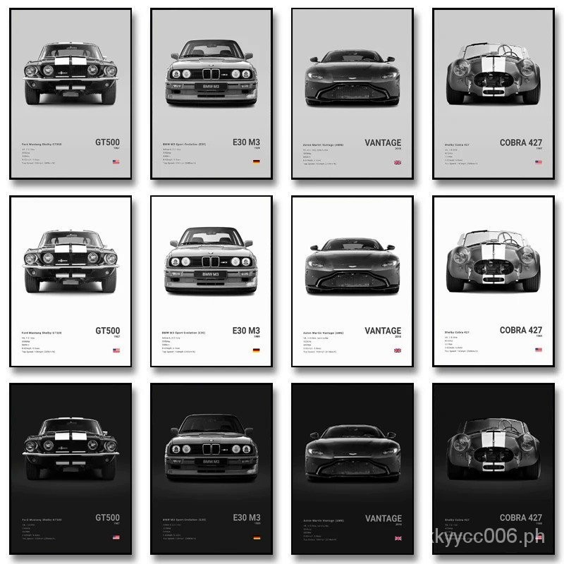 Black and White Porsche Posters and Prints Modern Cool Sports Car ...