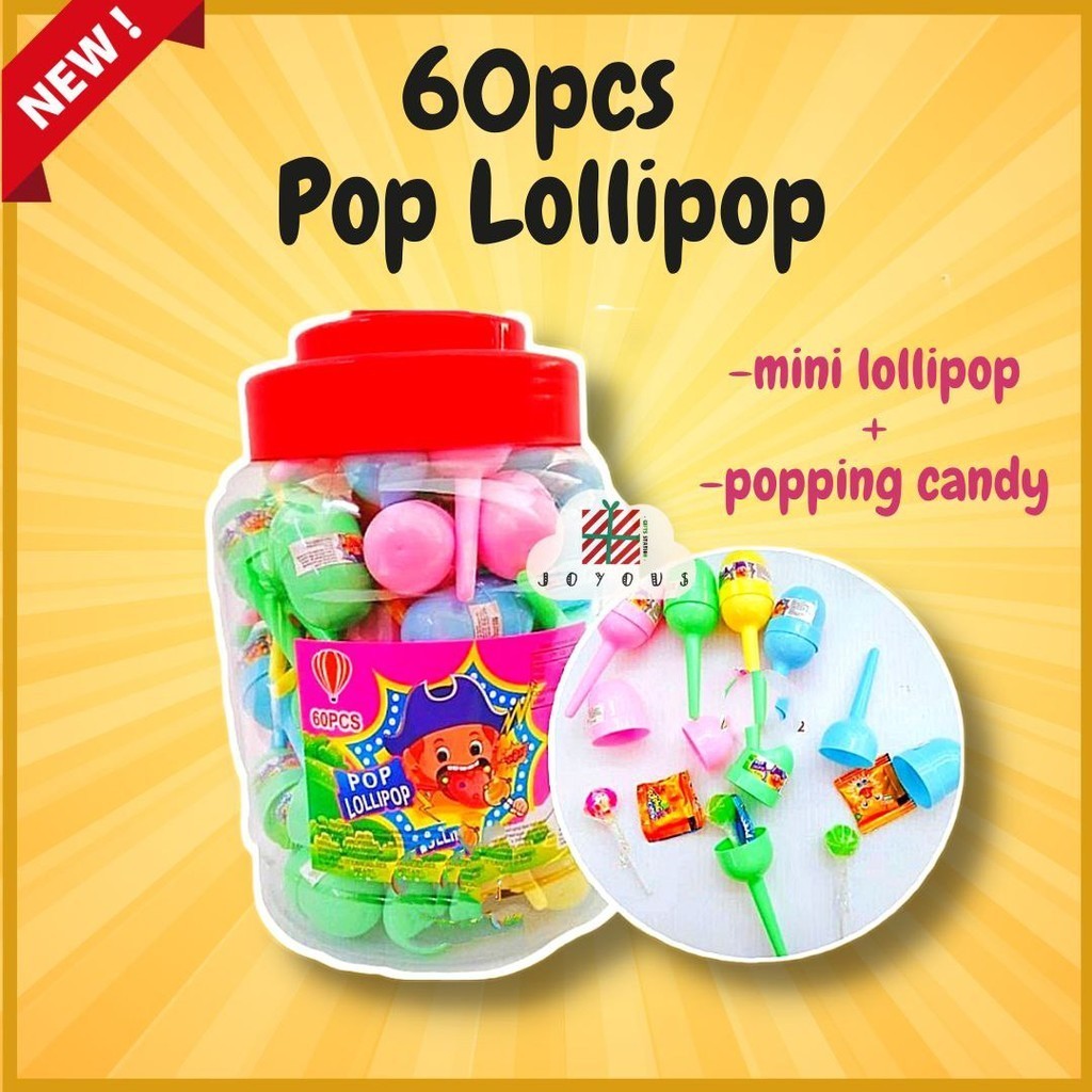 60pcs KHY Pop Lollipop mini lollipop with popping candy inside ...