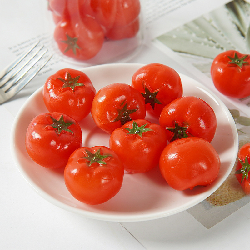 Mini Artificial PVC Tomato Model Fake Little Cherry Tomatoes Vegetable ...