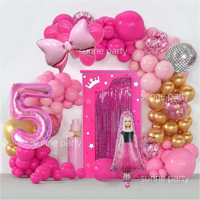 Barbie Balloon Garland Arch Kit 32inch Pink Number Balloon Pink Kont ...