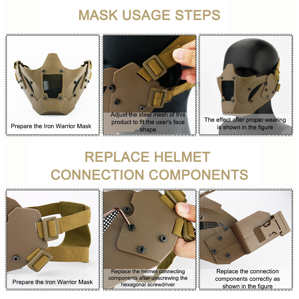 Airsoft Mask 700FPS Impact Resistance Safety Mask Detachable for ...