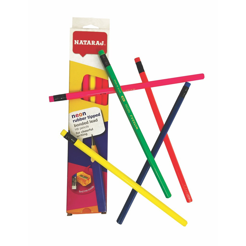 HIGHSUN MALL Nataraj Neon Colors Pencil HB w/ FREE Sharpener (12 pcs ...