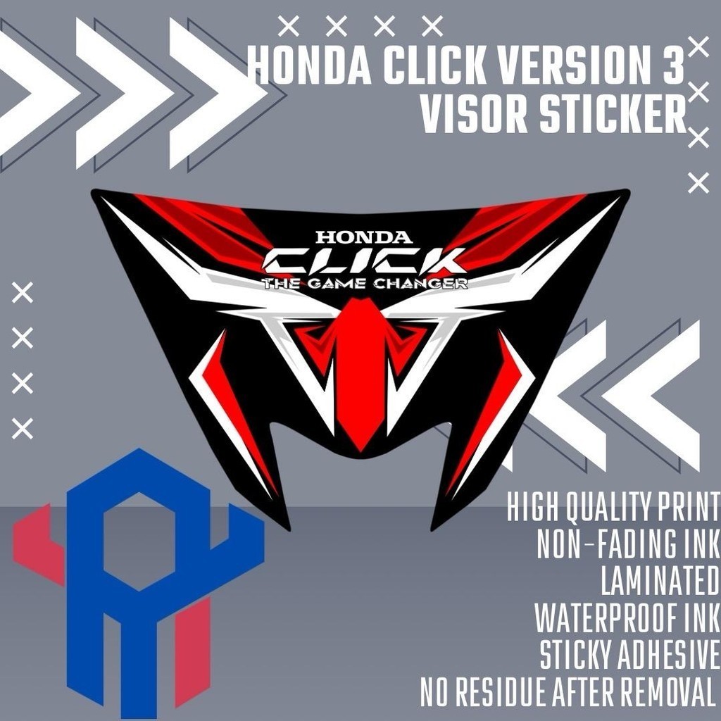 Honda Click Version 3 v3 125 150 visor printed laminated sticker ...