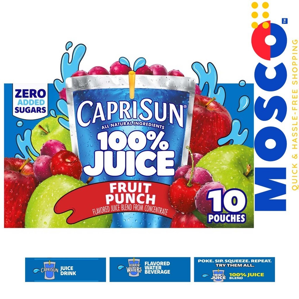 Capri Sun 100% Juice Fruit Punch Juice Box Pouches, 10 ct Box, 6 fl oz ...
