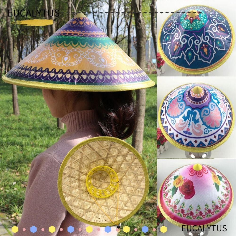 EUTUS Party Sun Hats, Wide Brim Adjustable Natural Bamboo Hats, High ...