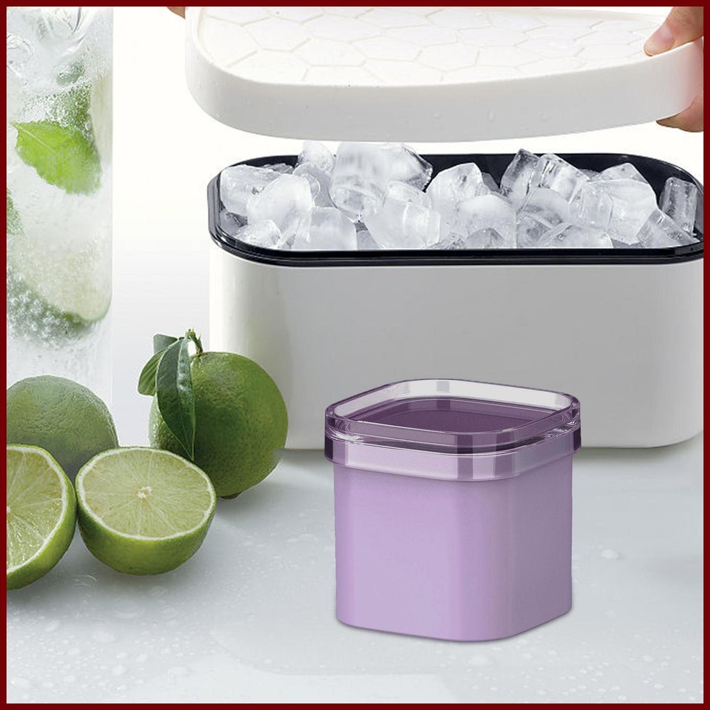 Freezer Ice Bin with Lid Silicone Molds Container Large Square Cup Easy ...