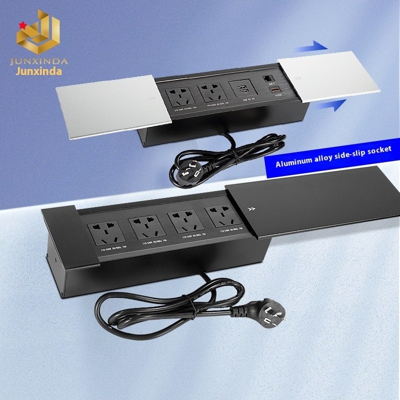 Embedded Desktop Socket Island Table Aluminum Alloy Wireless Charging Desk Conference Table ...