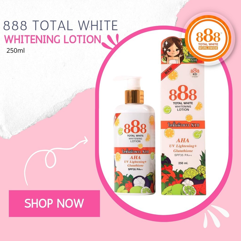 888 Total White Whitening Lotion with SPF 35PA++ 250ML | Shopee Philippines