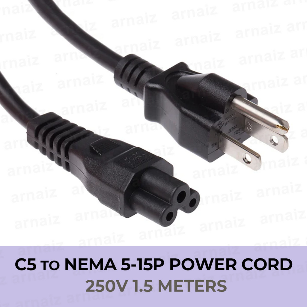 LQD C5 to NEMA 5-15P 3 Prong Power Cord 1.5 Meters 250V 10A Mickey ...