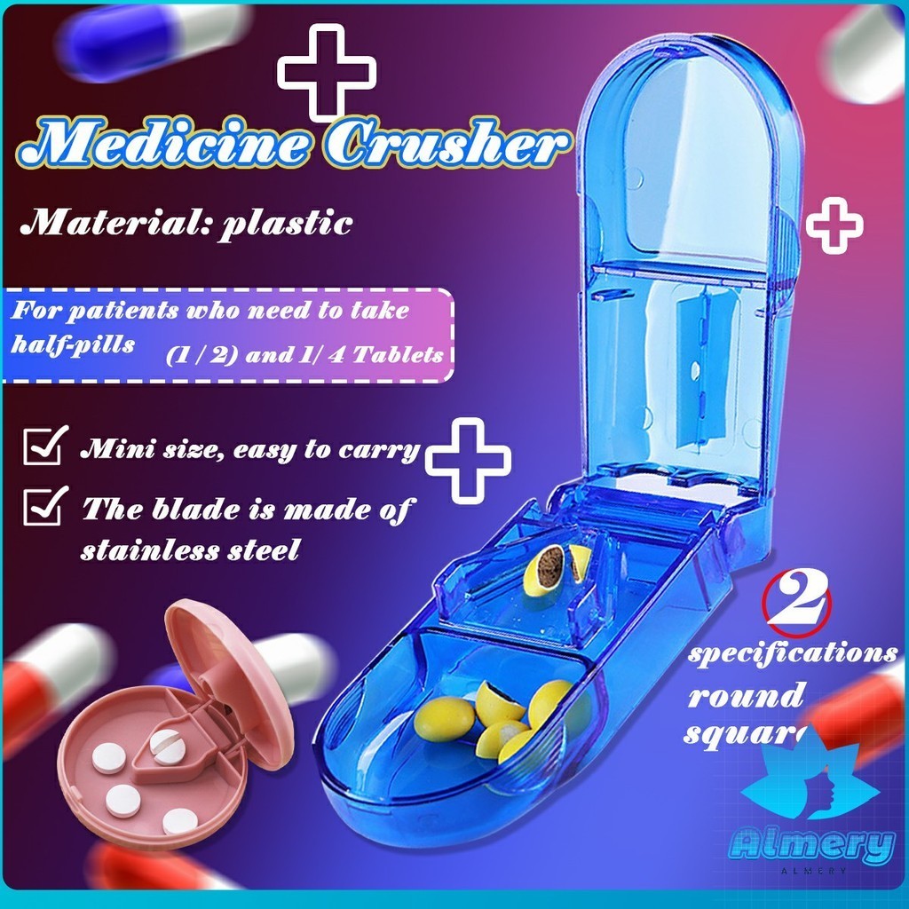 AY 1Pc Pill Cutter Box Portable Drug Box Tablet Cutter with Medicine ...