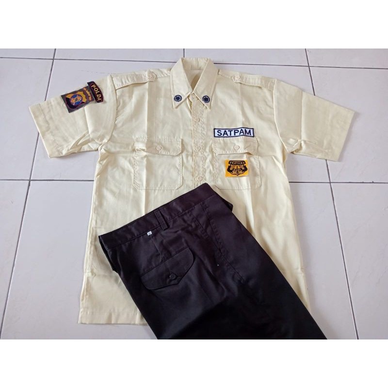 Newest CREAM PDH SATPAM UNIFORM CREAM UNIFORM THICK MATERIAL WORK ...