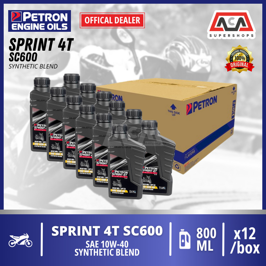 PETRON SPRINT 4T SC600 SCOOTER OIL SYNTHETIC 10W40 800ML (x12 PER BOX ...