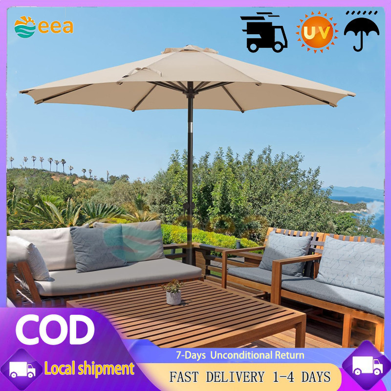 2.7M Outdoor Patio Umbrella UV-Proof Parasol Garden Umbrella For ...