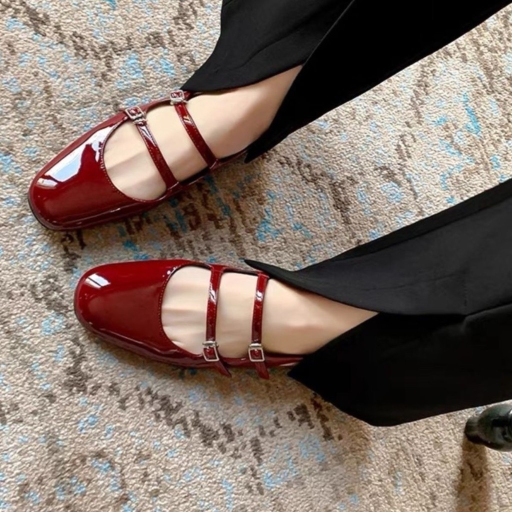 French Low Heel Mary Jane Sandals Shoes New Style Spring Autumn Thick ...