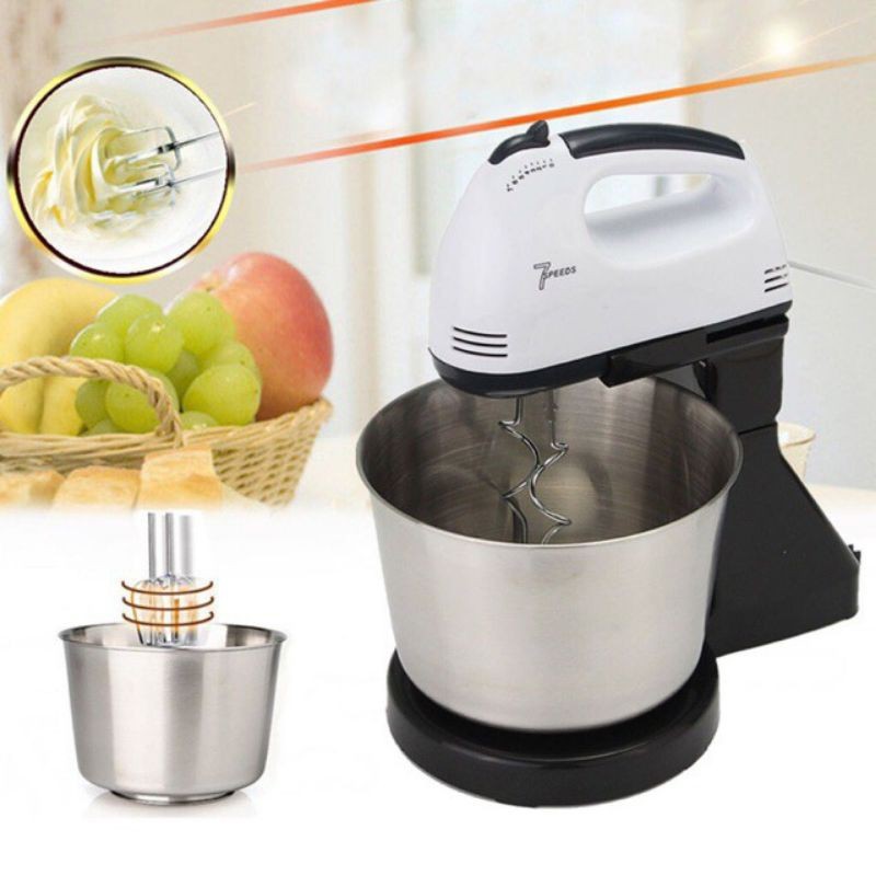 Hand Mixer 7 Speed Electric Mixer with Stand and Stainless Bowl ...