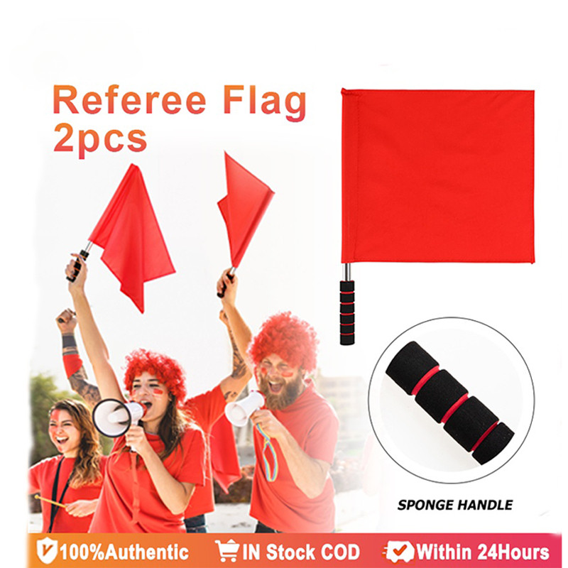 [PREMIUM QUALITY] 2Pcs Referee Flag Sports Volleyball Linesman Referee Flag Stainless Steel Hand ...