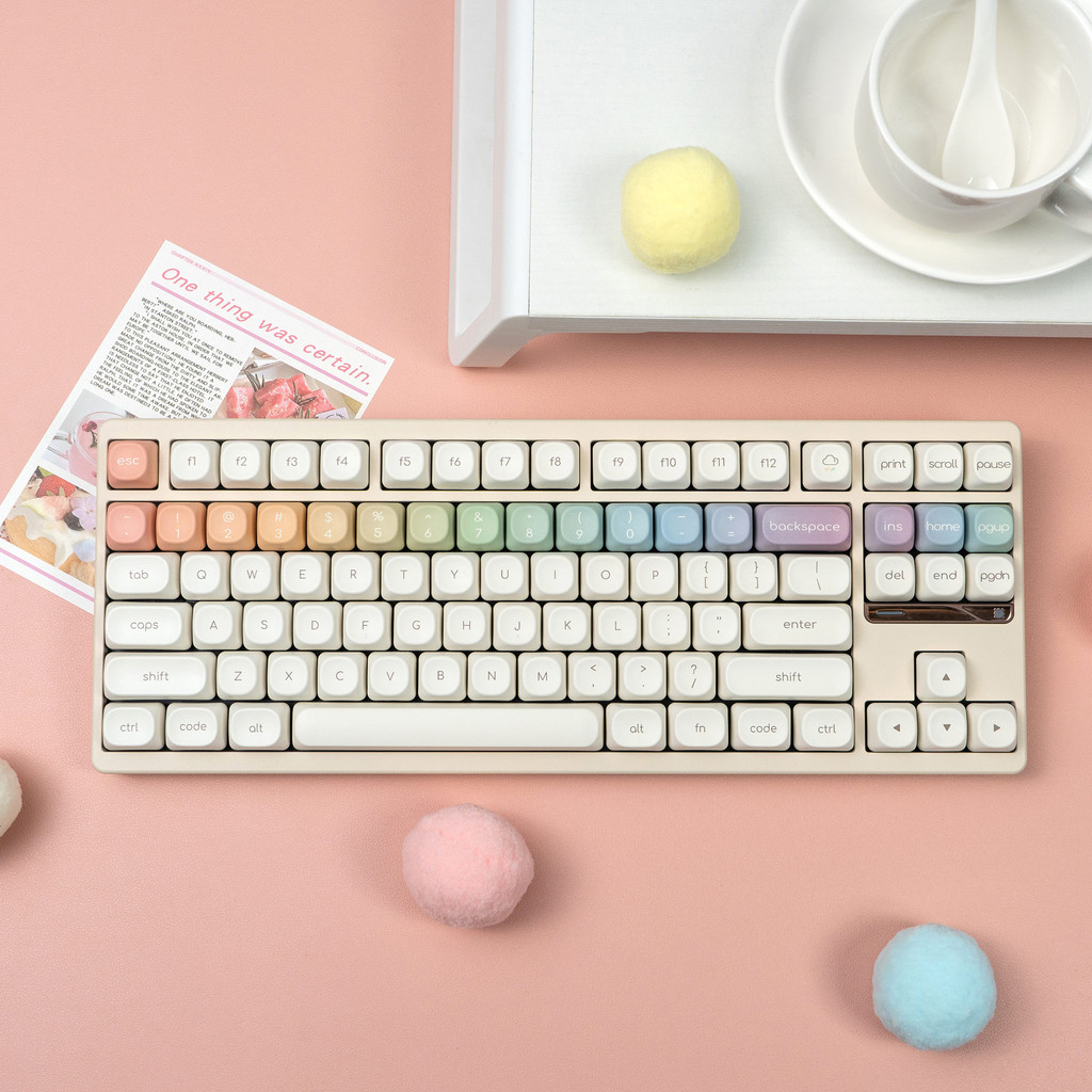 MOA profile Rainbow Creamy White R2 Keycaps PBT Dye-sub for Mechanical ...