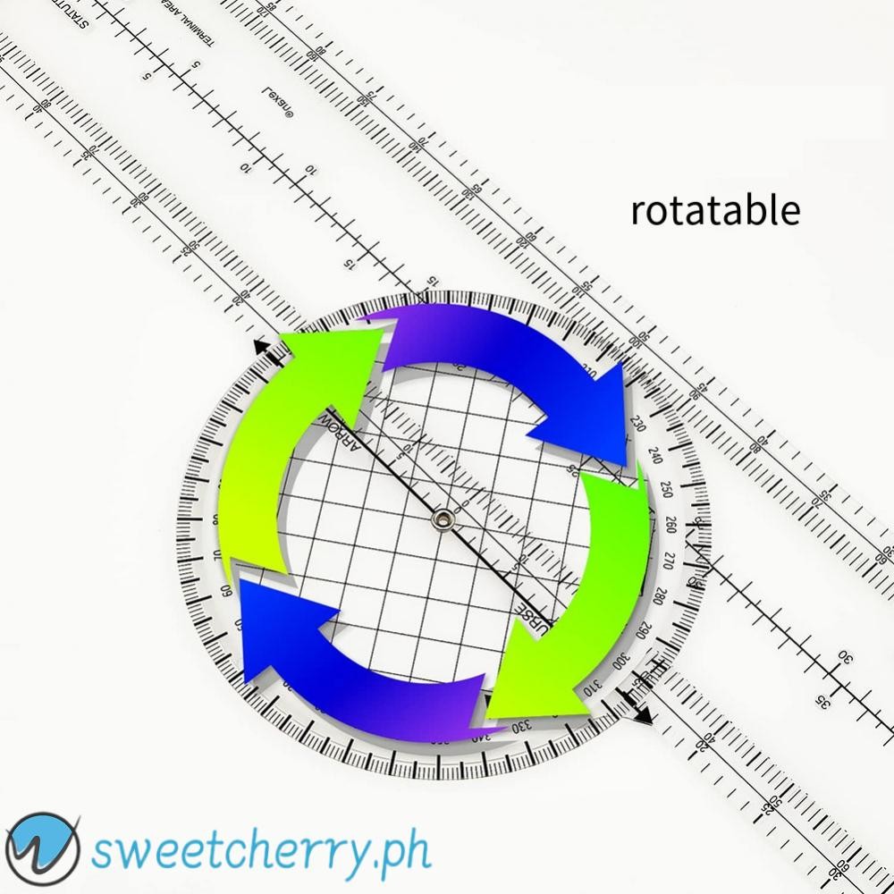 Pilot Navigation Aid Transparent Measuring Ruler with Rotating Plotter ...