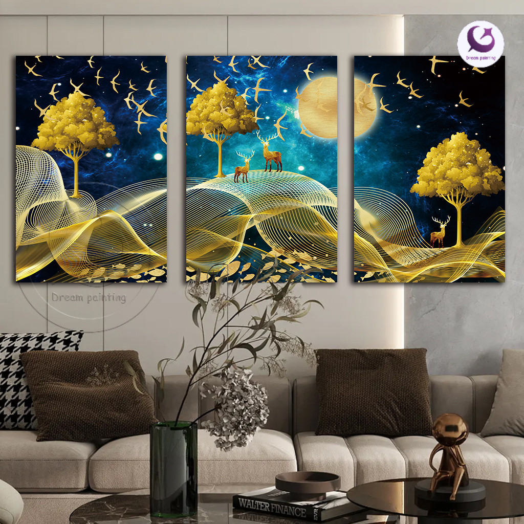 (WITH FRAME) 3pcs/Set Money Tree Money Tree Gold Coin Tree Fortune Tree ...