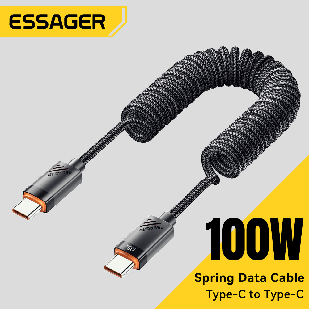 Essager PD 100w/60w Type C to Type C Quick Charge Data Transfer Cable for MBook Laptops and IP15 ...